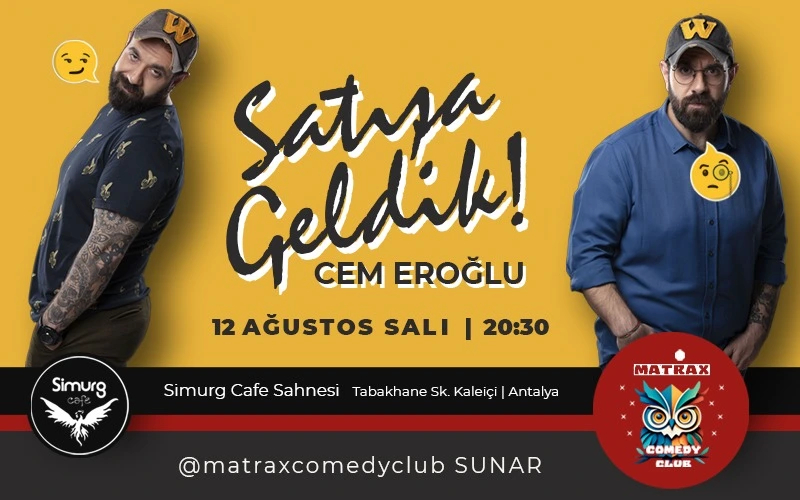 "Cem Eroğlu ile Satışa Geldik! - İlk Gösterim Antalya biletleri | Bubilet